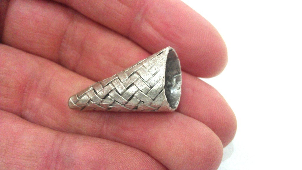 2 Silver Cone Antique Silver Plated Brass Cone,findings G19774 - Etsy