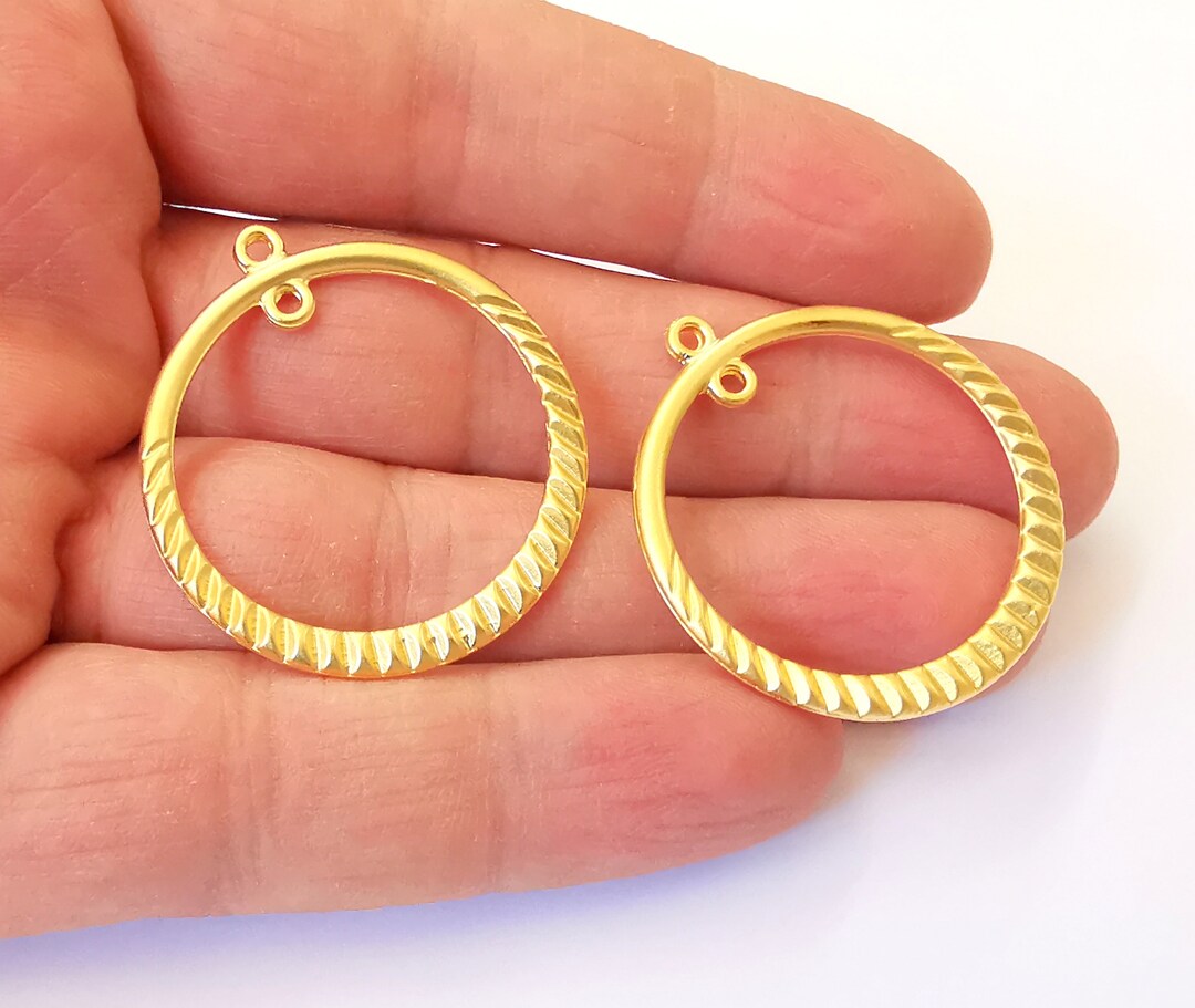 Round Charms Earring Connector (double Sided) Gold Plated Charms ...