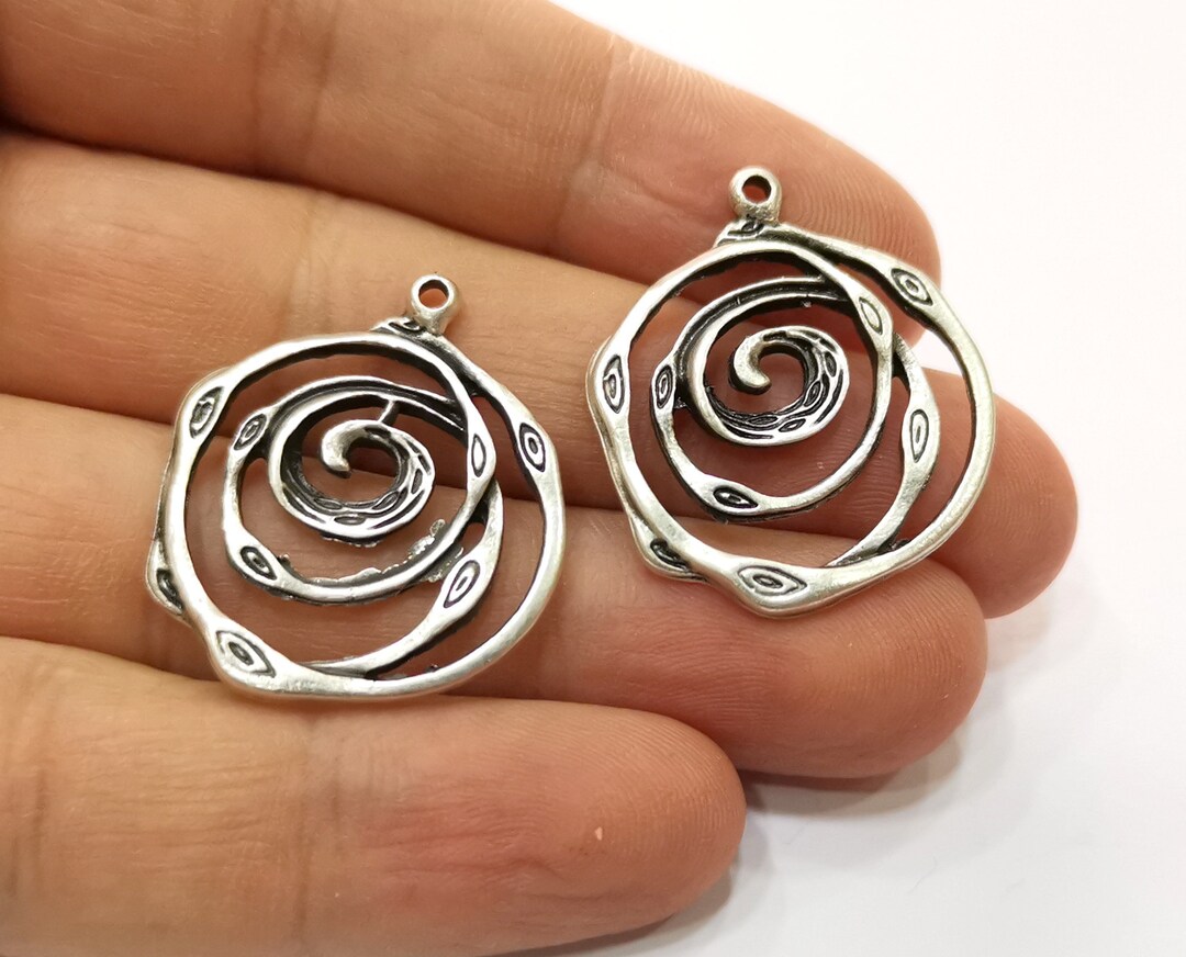 Silver Charms Antique Silver Plated Charms (31x27mm) G18715 - Etsy