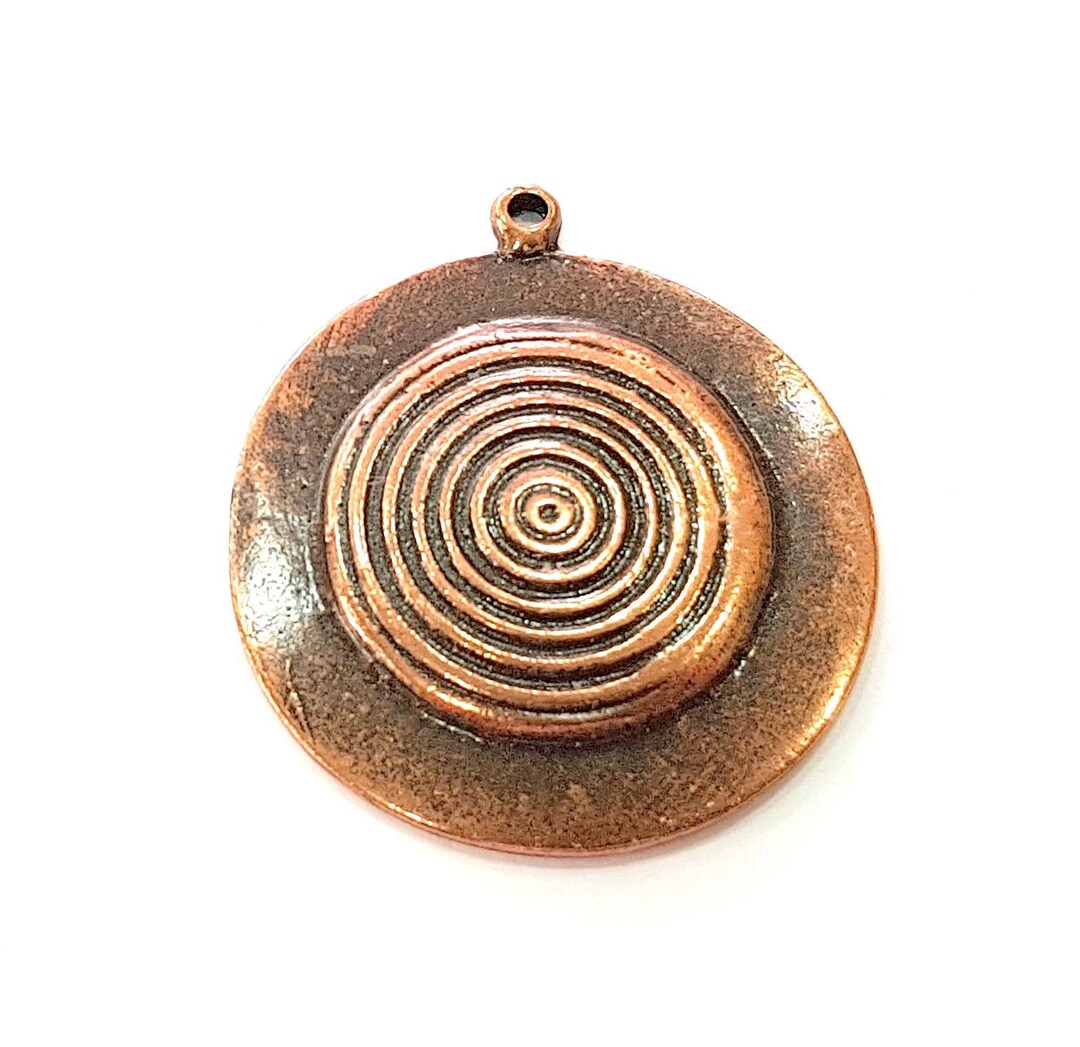 2 Antique Copper Medallion Pendant Antique Copper Plated Pendant (32mm ...