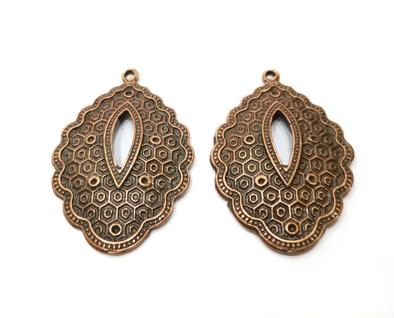 2 Copper Charms Antique Copper Plated Charms (49x33mm) G18385 - Etsy