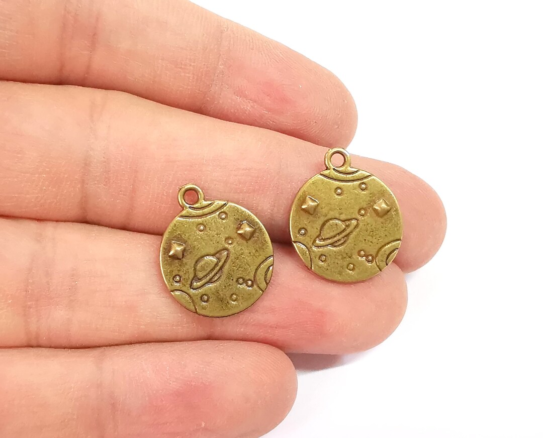 5 Space Charms Antique Bronze Plated Charms 20x17mm G23939 - Etsy
