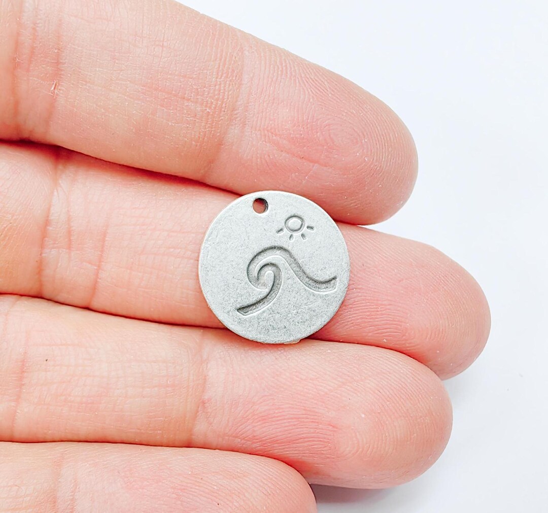Wave Charm, Ocean Sun Pendant, Surf Jewelry Making Supplies, Beach ...