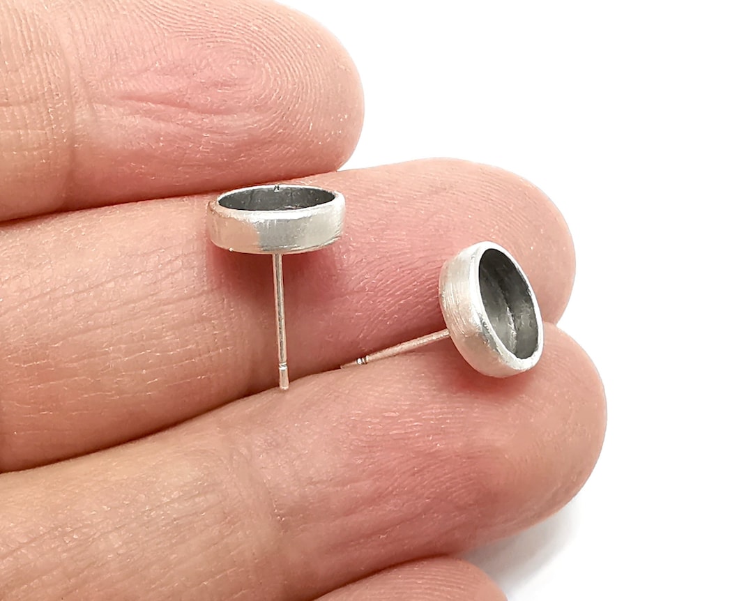 Round Silver Earring Set Base Wire Antique Silver Plated Brass Earring ...