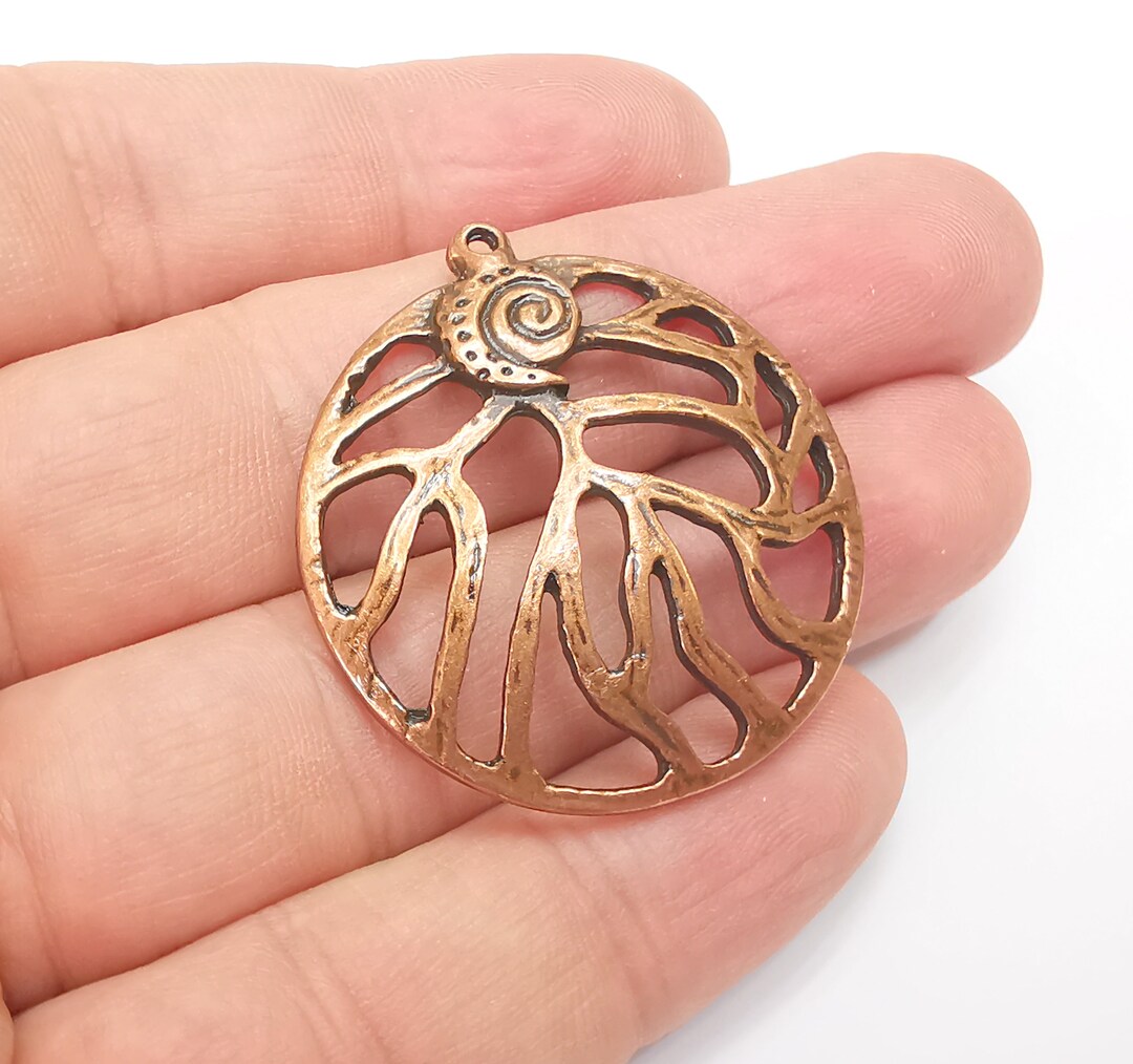 Round Swirl Charms, Antique Copper Plated Charms (40x36mm) G28929 - Etsy
