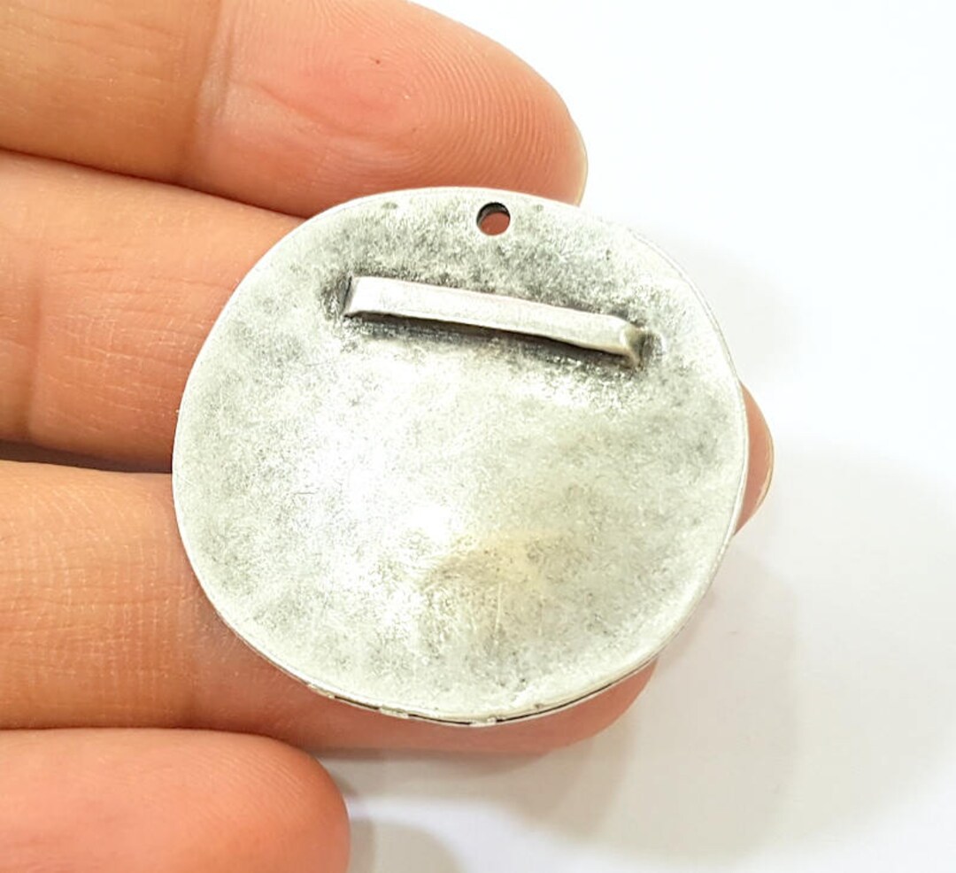 Silver Pendant Antique Silver Plated Pendants 36mm G7854 - Etsy