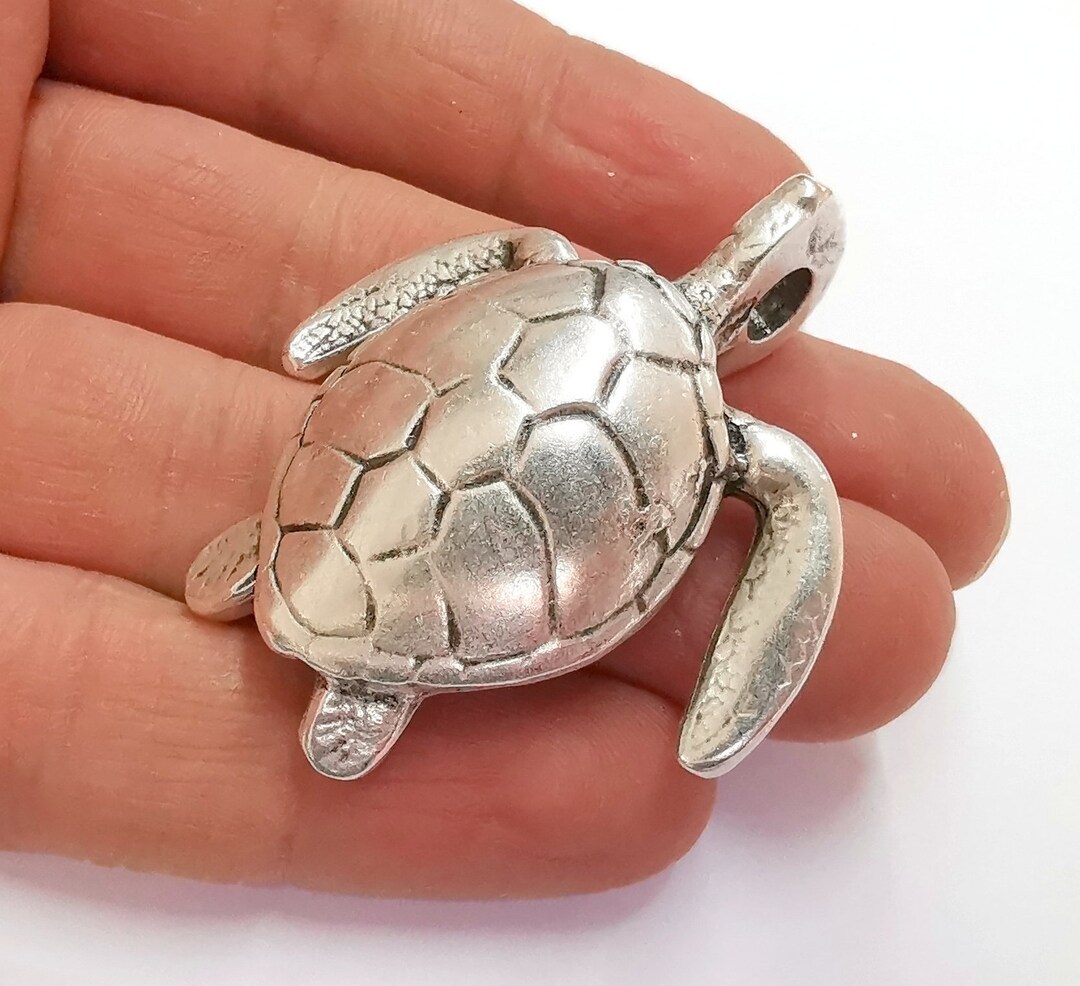 Sea Turtle Charms Antique Silver Plated Charms (52x45mm) G20330 - Etsy