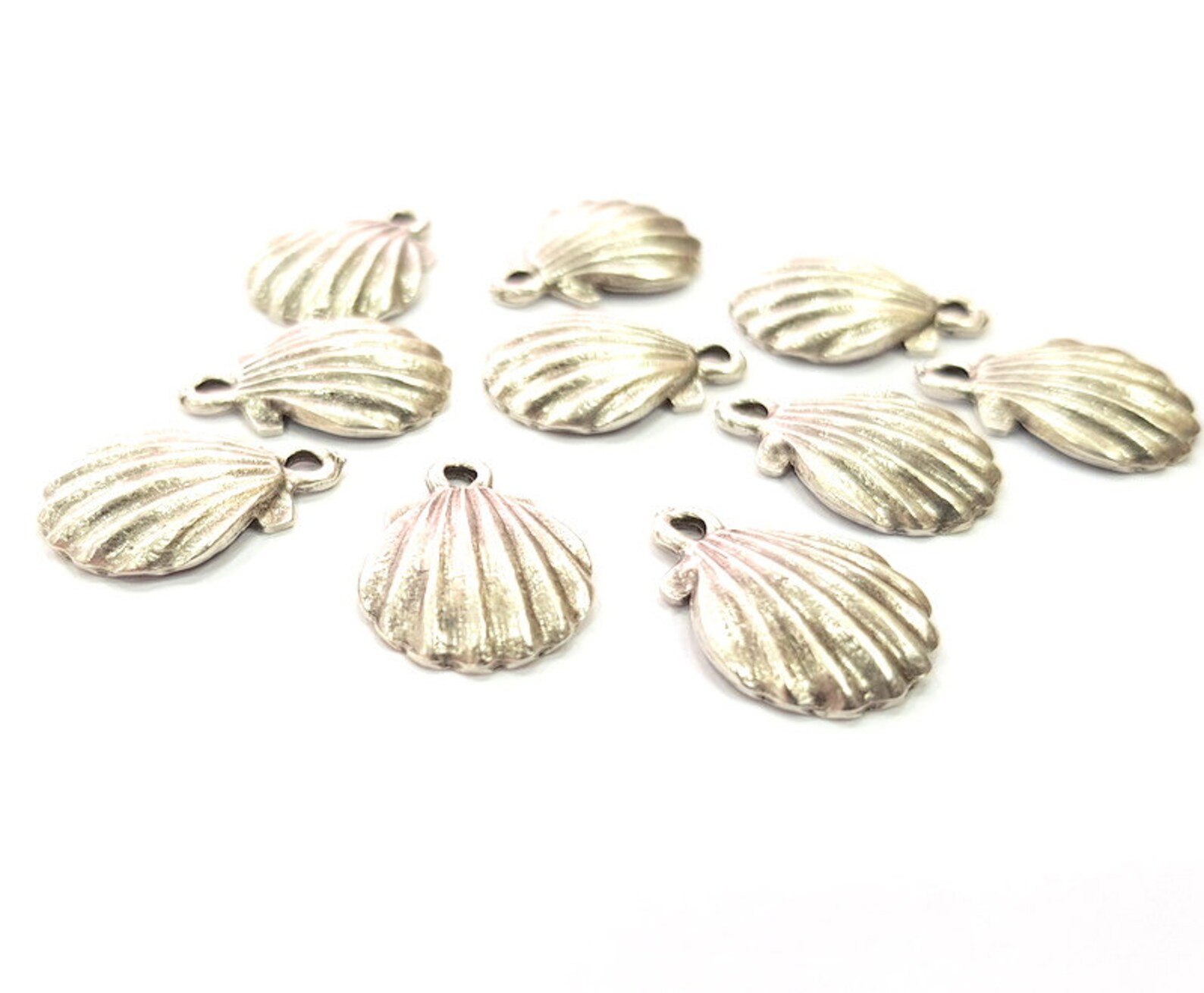 10 Oyster Charms Shell Charm Mussel Charms Sea Ocean Silver Charms ...
