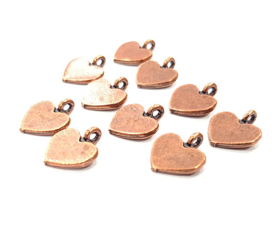 10 Heart Charm Antique Copper Charm Antique Copper Plated Metal ...