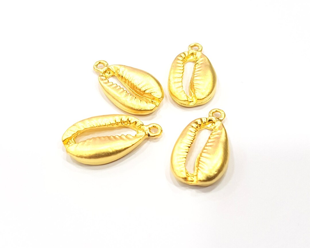 4 Cowrie Shell Charms Gold Charms Gold Plated Shell Charms (23x12mm ...