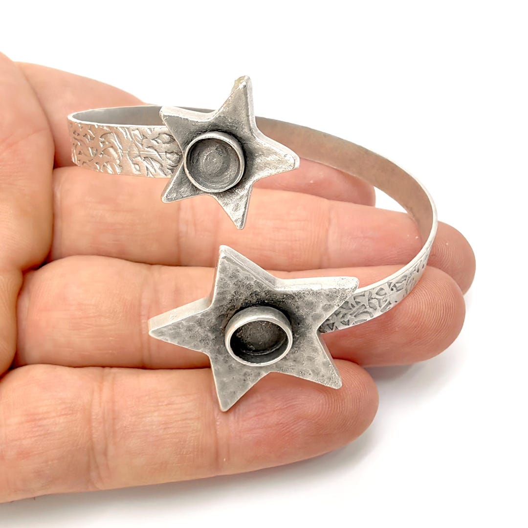 Silver Stars Bracelet, Sheet Cuff, Bangle Bezel, Resin Blank, Wristband ...