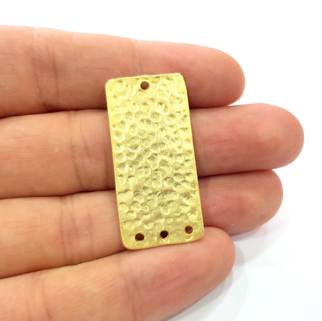 2 Hammered Rectangle Connector Charms Gold Charms Gold Plated Charms ...