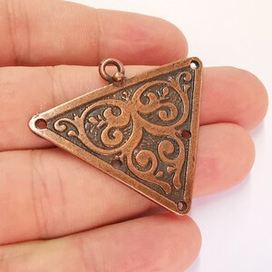 2 Triangle Charms Connector Antique Copper Plated Charms (46x40mm ...
