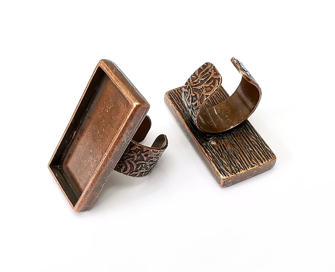 Rectangle Antique Copper Ring Blank Settings, Cabochon Mounting ...