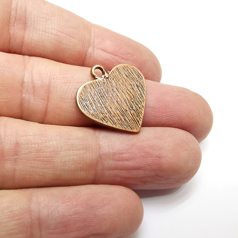 Dijes de corazón, colgantes chapados en cobre antiguo (21 x 21 mm ...