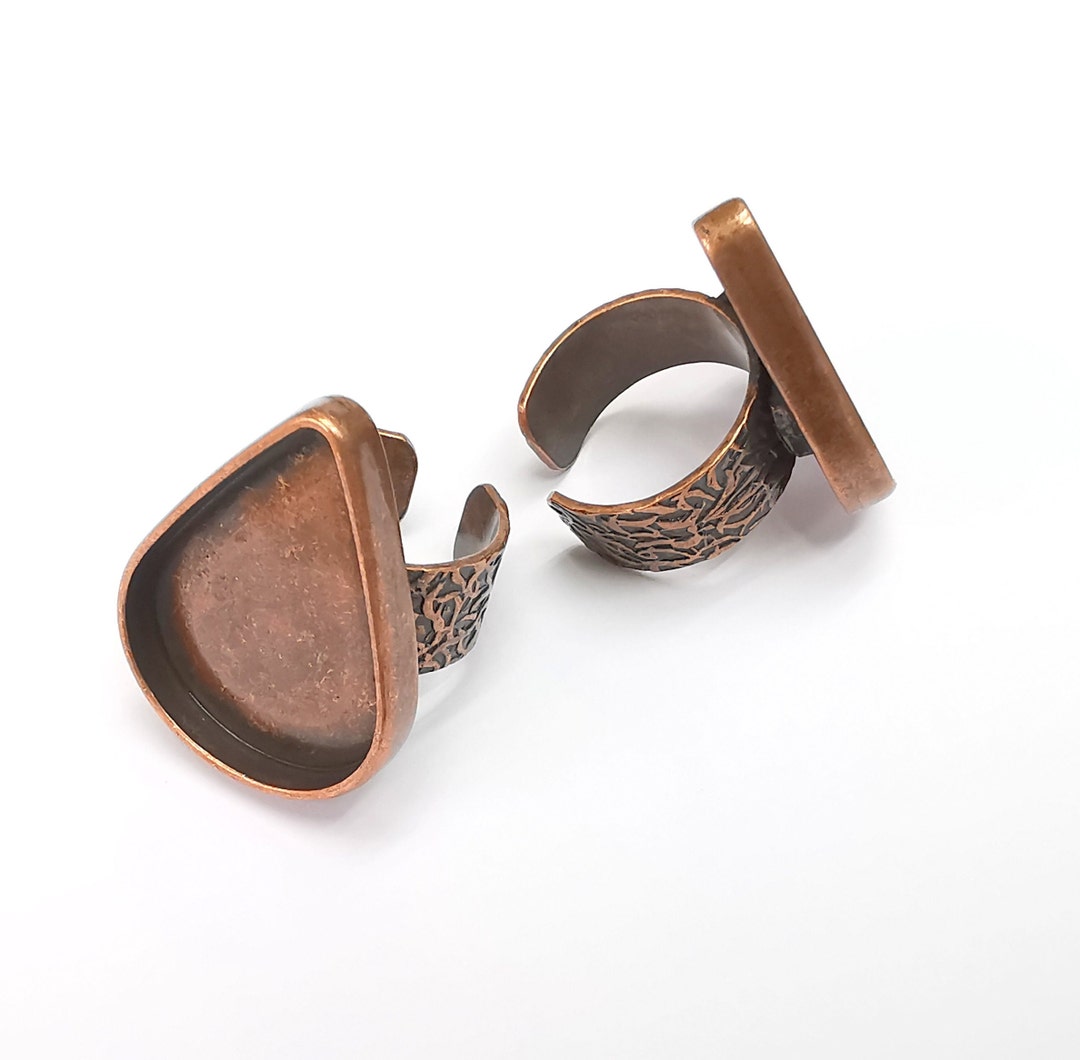 Teardrop Antique Copper Ring Blank Settings, Cabochon Mounting ...