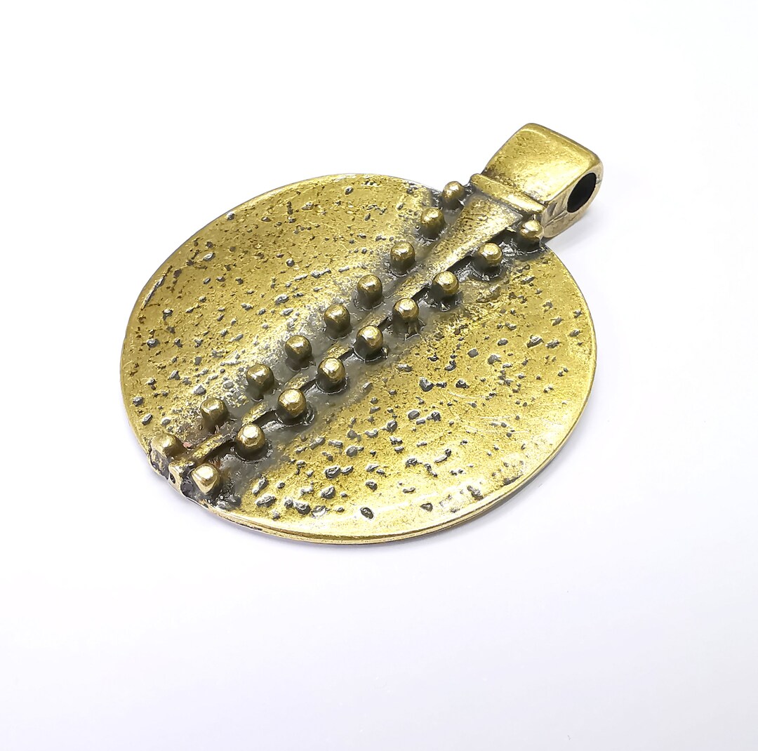 Large Round Medallion Pendant Antique Bronze Plated (74x57mm Blank ...