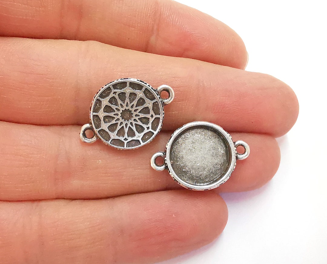 Flower Connector Blank Bezel Resin Bezel Mosaic Mountings Antique ...