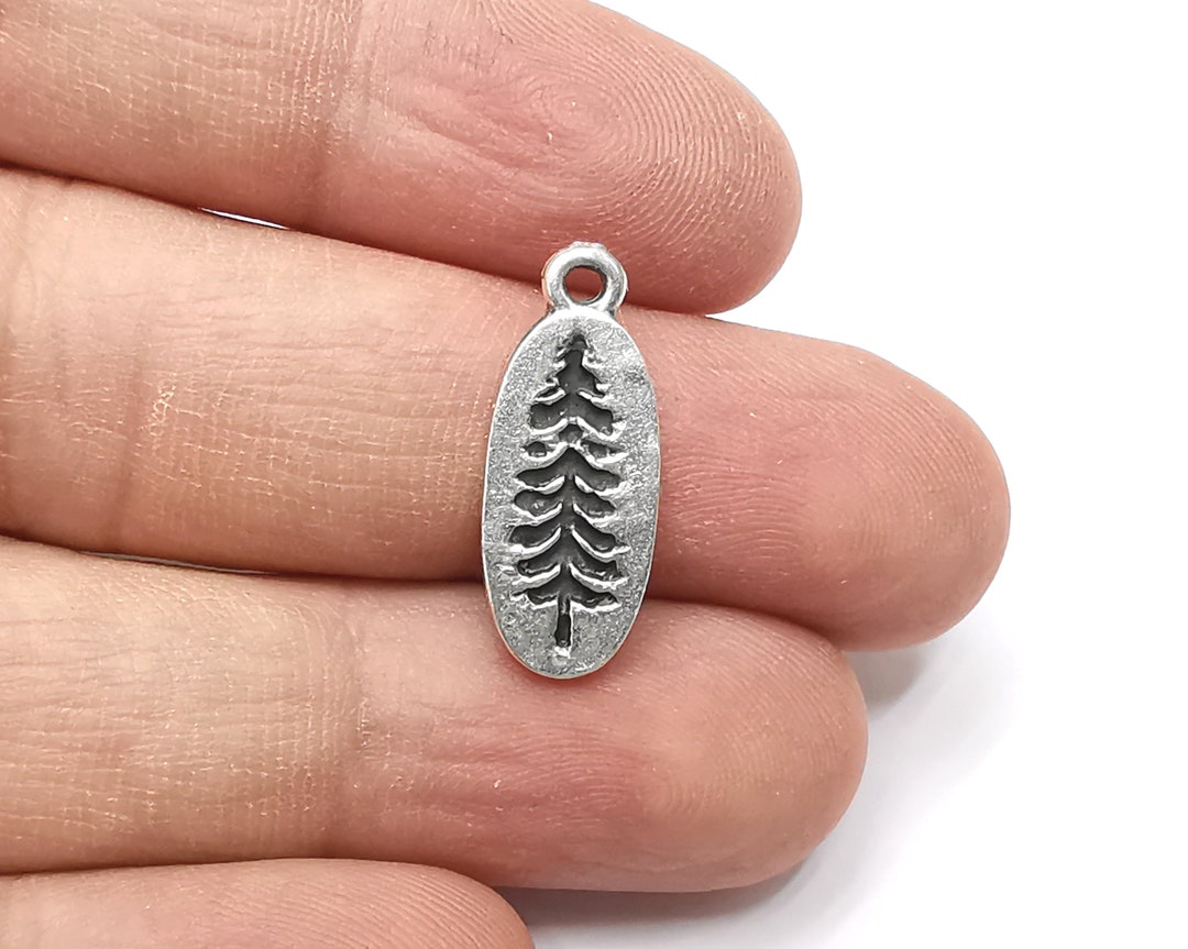 Pine Tree Charms Antique Silver Plated Charms (24x9mm) G26319 - Etsy