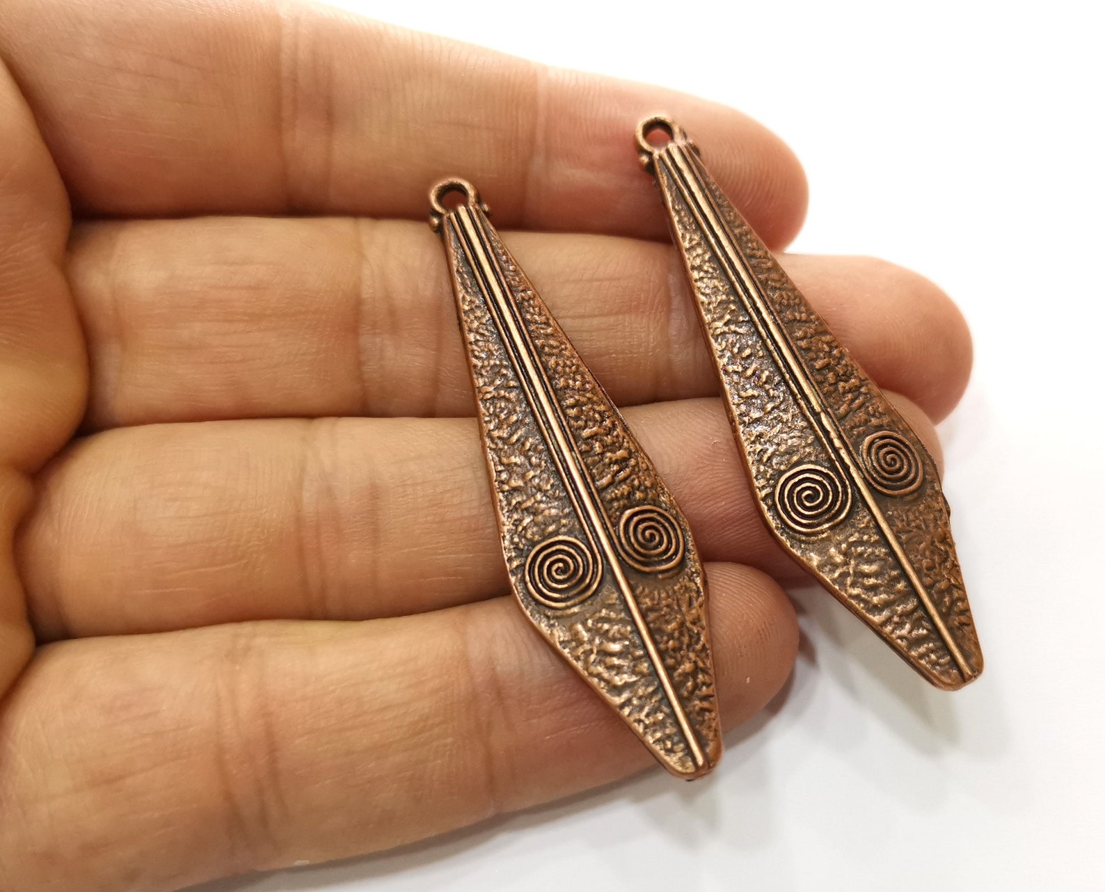 2 Copper Charms Antique Copper Plated Charms (57x15mm) G18239 - Etsy