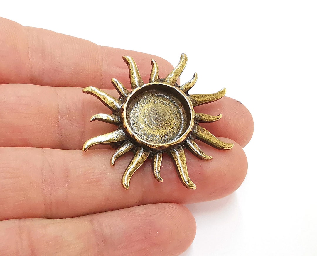 Sun Brooch Holders Pin Brooch Blanks Brooch Bezel Antique Bronze Plated ...