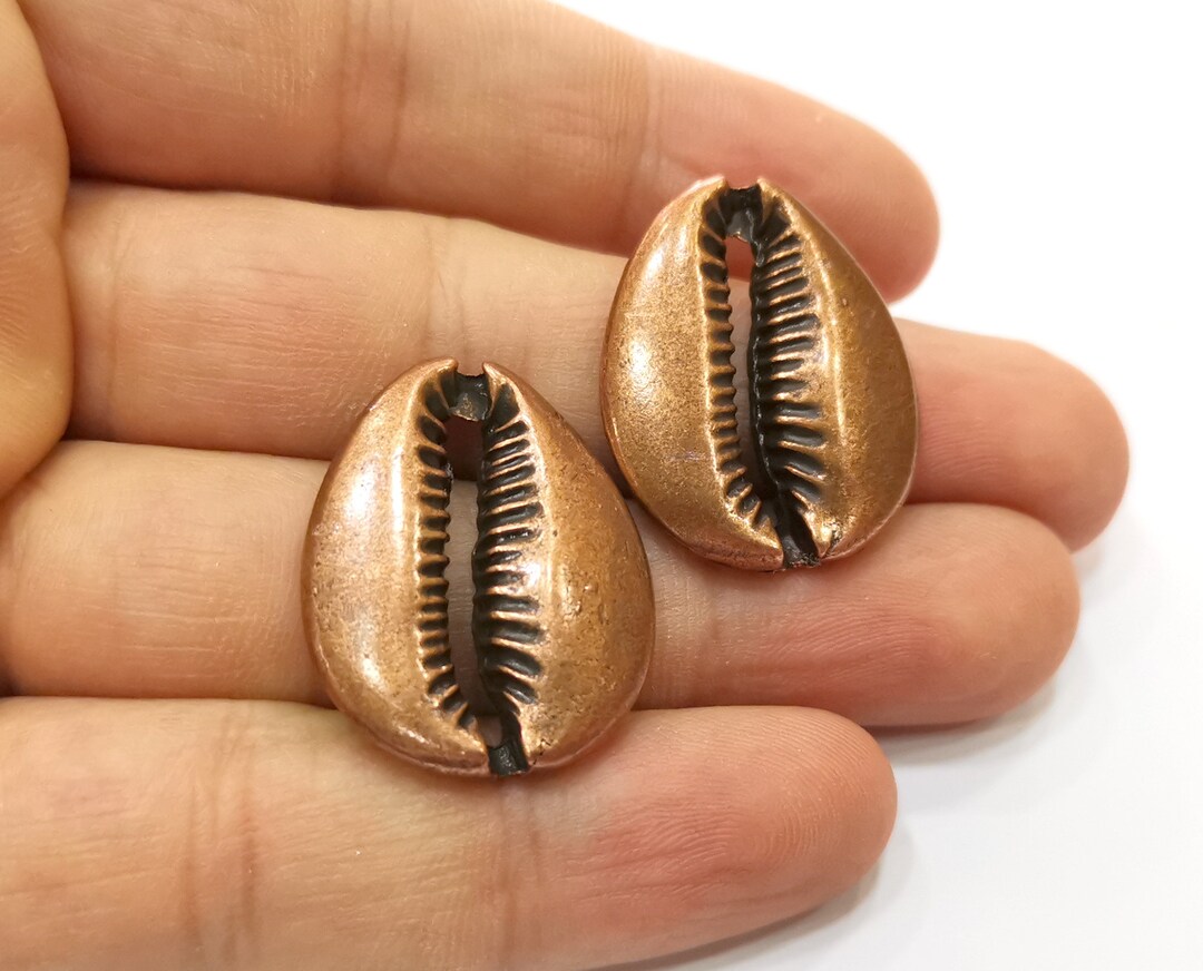 Large Cowrie Shell Copper Charms Antique Copper Plated Charms (29x24mm ...