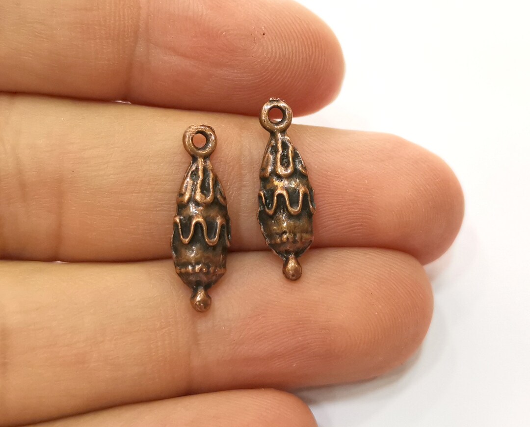 10 Copper Charms Antique Copper Plated Charms (21x7mm) G25566 - Etsy