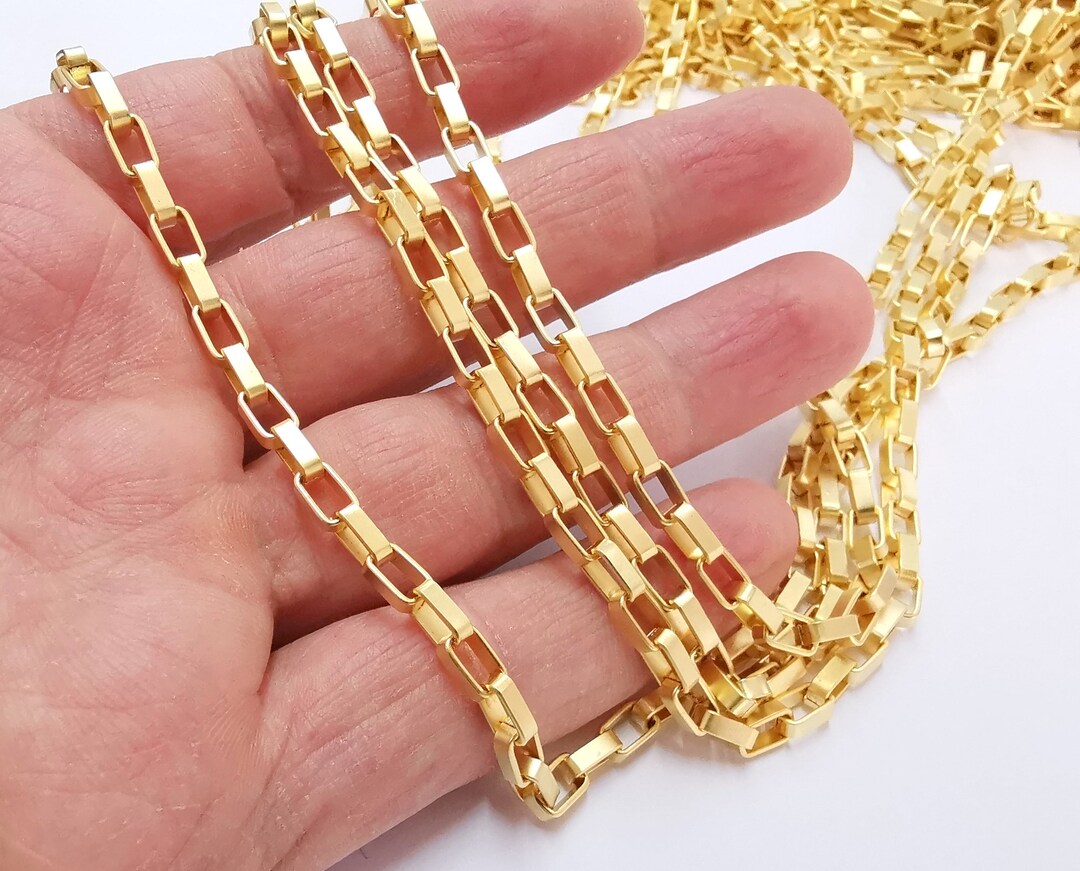 Gold Plated Box Chain 1 Meter 3.3 Feet 7x4.4 Mm G21253 - Etsy