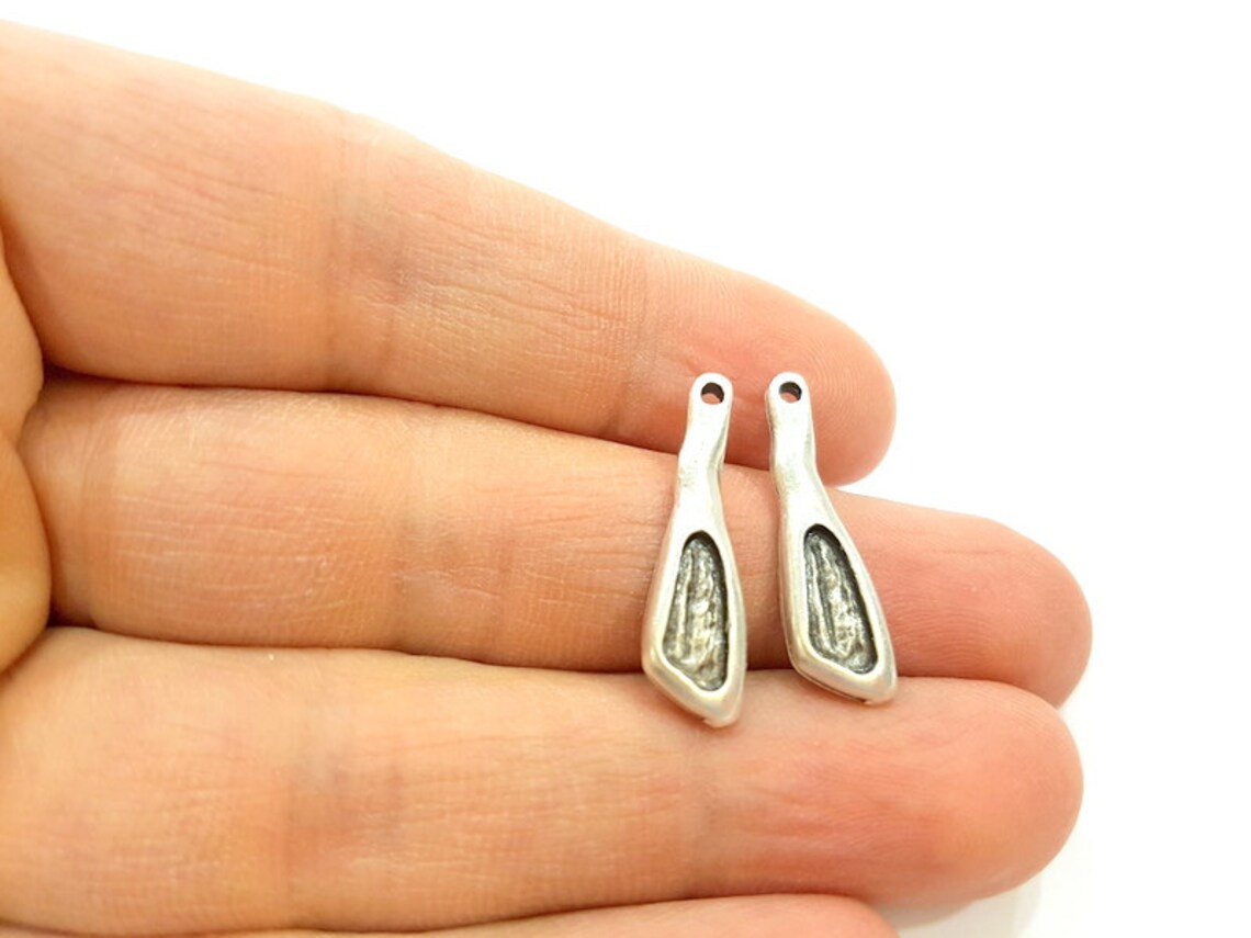 10 Silver Charms Antique Silver Plated Charms (26x8mm) G7111 - Etsy