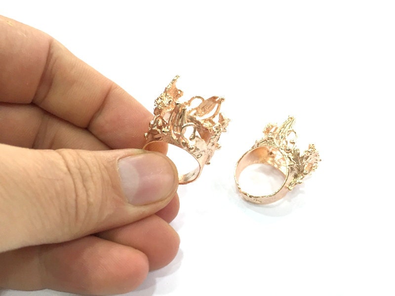 Rose Gold Ring Blank Ring Settings Ring Bezel Base Cabochon | Etsy