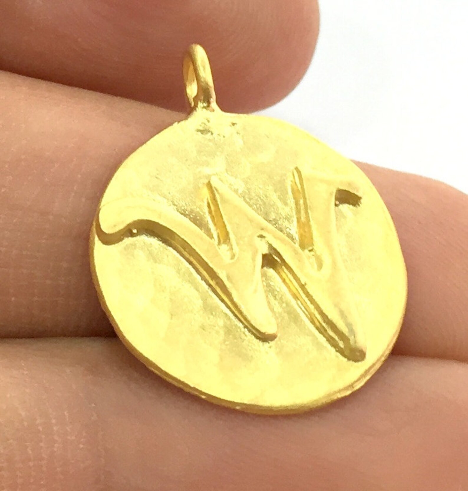 Gold Charms W Charm Gold Plated Brass Initials G4838 | Etsy
