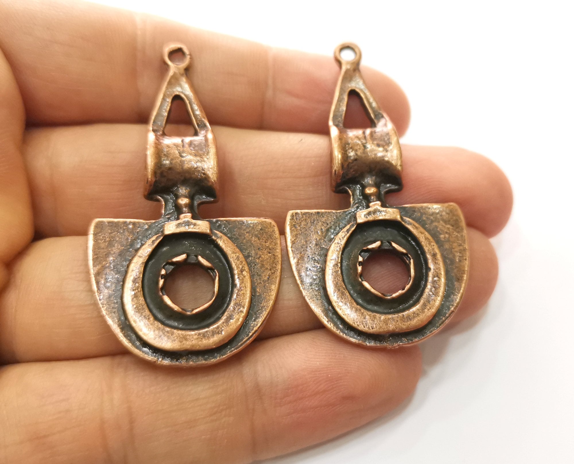 2 Copper Charms Antique Copper Plated Charms 56x28mm G18523 - Etsy