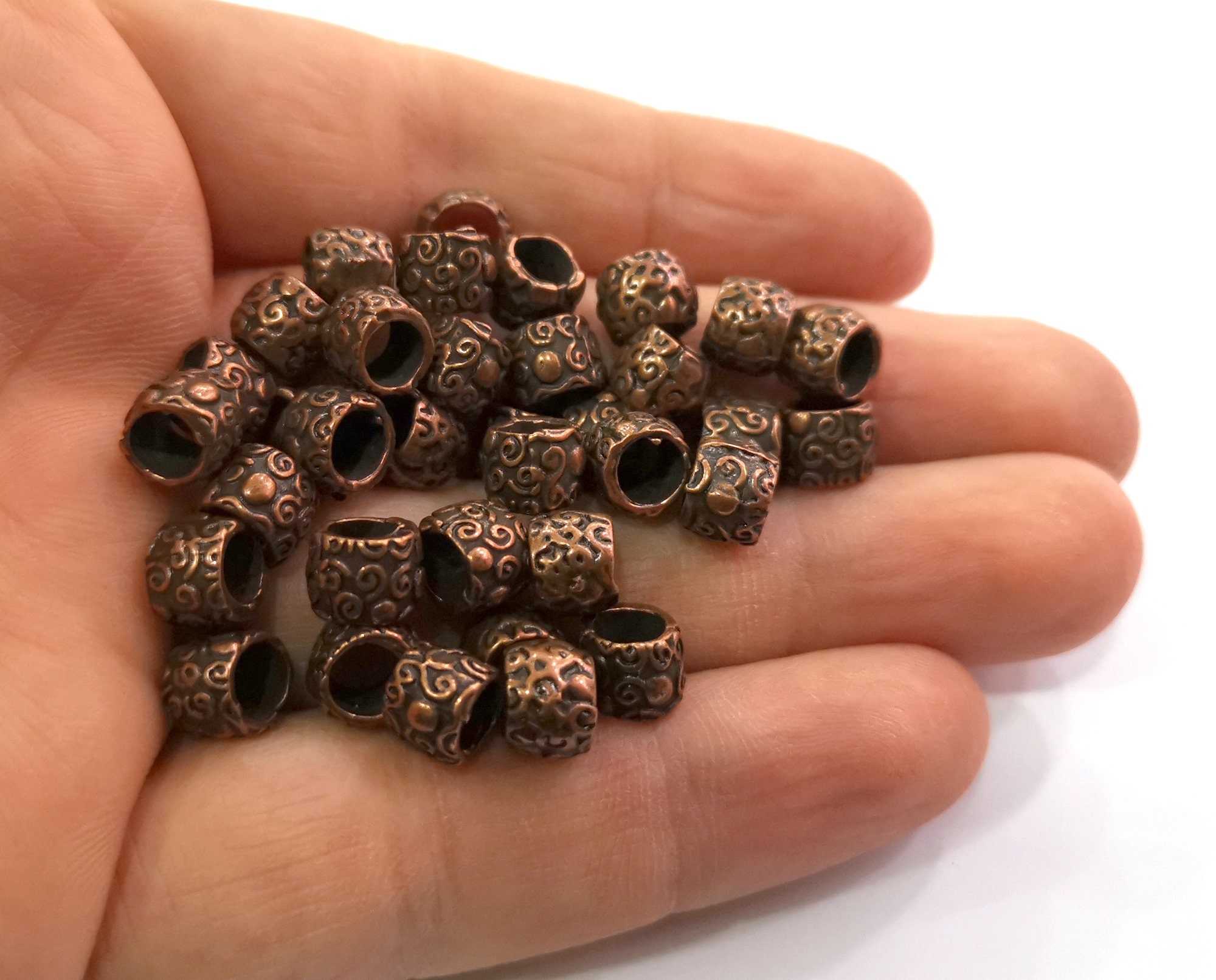 10 Copper Rondelle Beads Antique Copper Plated Beads 8mm - Etsy