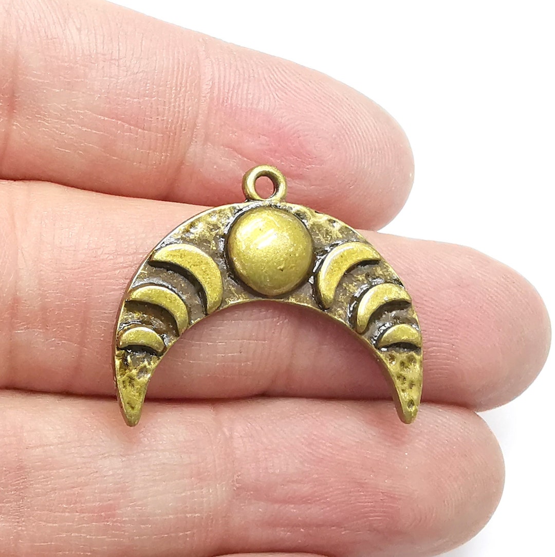 Crescent Moon Charms, the Phases of the Moon, Antique Bronze Plated ...