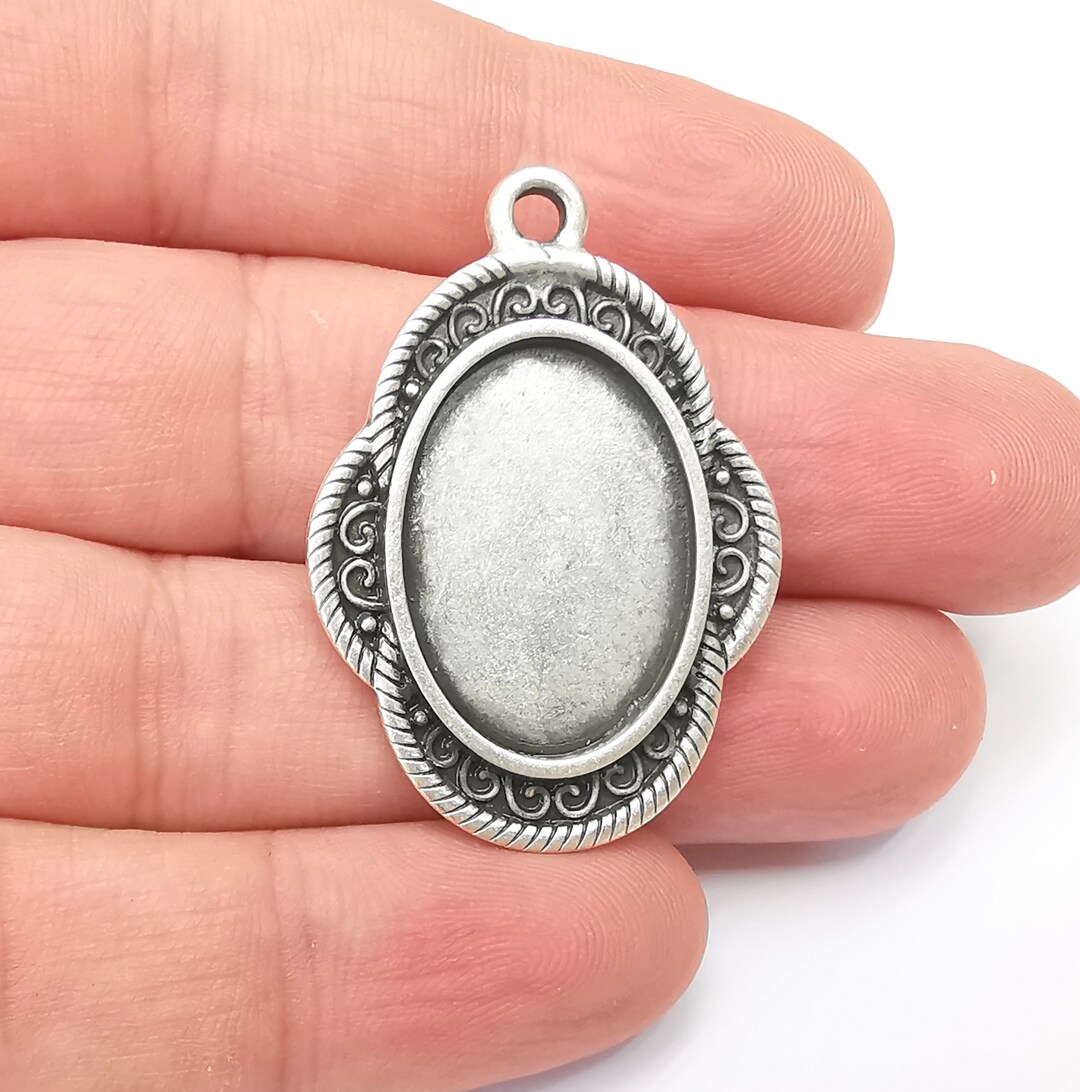 Oval Charm Bezel, Resin Blank, Inlay Mounting, Mosaic Pendant Frame ...