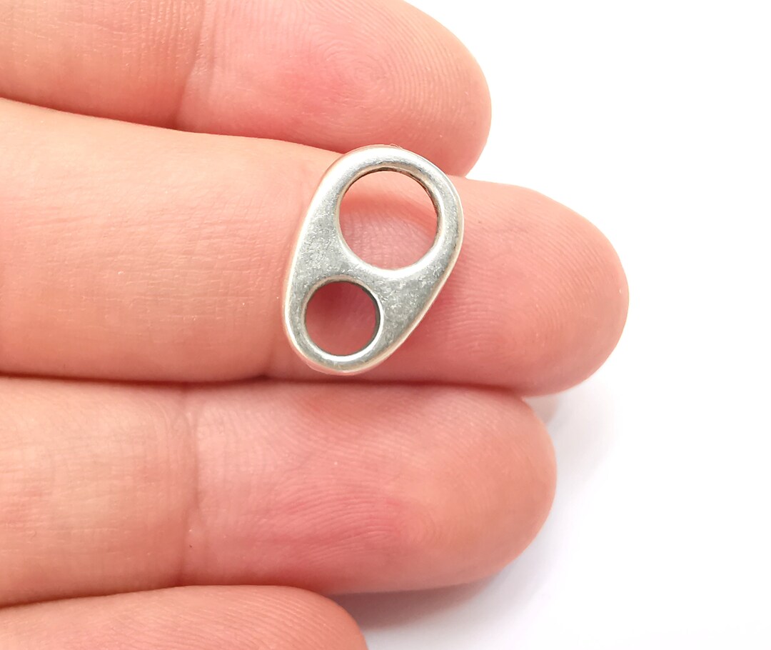 Two Hole Connector Antique Silver Plated Oval Findings (17x11mm) G28730 ...