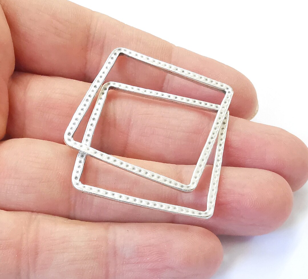 4 Square Connector Findings Antique Silver Plated Geometric Findings ...