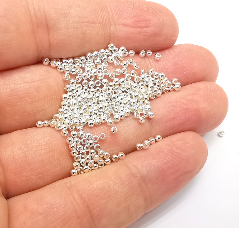 Sterling Silver Tiny Round Ball Beads, 925 Solid Silver Beads, 2mm ...