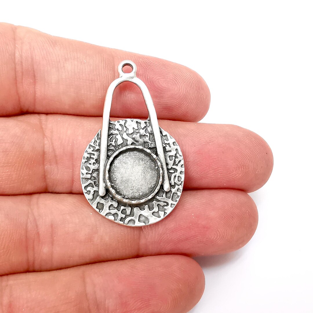 Silver Disc Charms, Blank Charms, Rustic Charms, Earring Charms, Silver ...