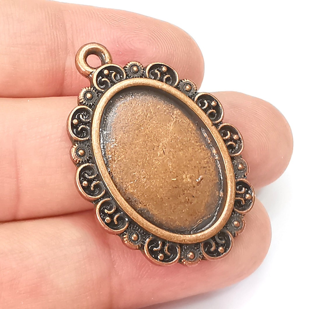 Oval Charm Bezel, Resin Blank, Inlay Mounting, Mosaic Pendant Frame ...