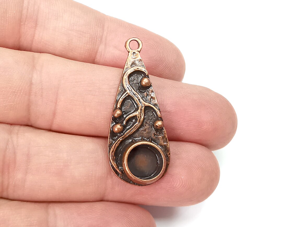 Drop With Buds Pendant Bezel, Resin Blank, Inlay Mounting, Mosaic Frame ...