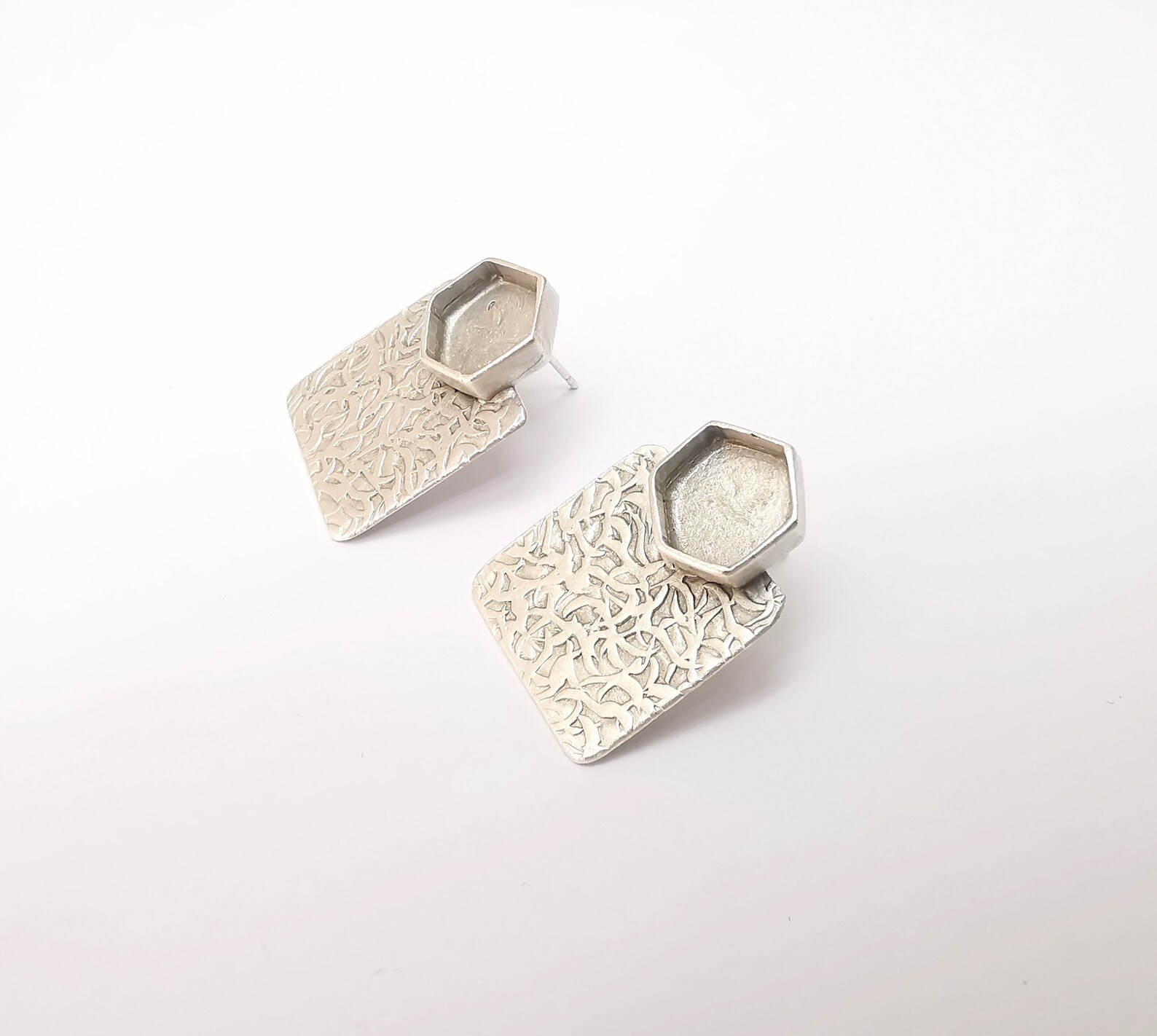 Earring Stud Base, Hammered Earring Blank, Ear Settings Resin Bezel ...