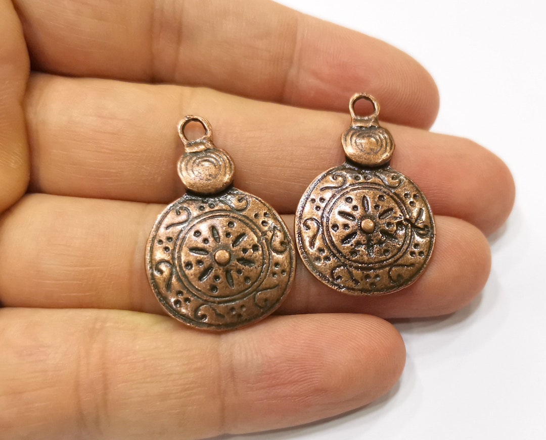 2 Copper Charms Antique Copper Plated Charms (33x22mm) G18402 - Etsy