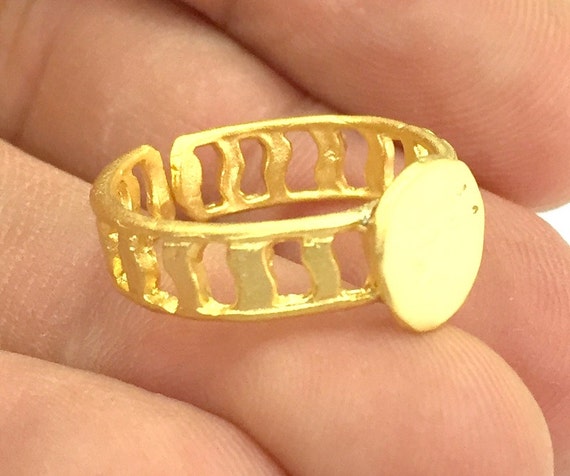 Adjustable Ring Blank 10mm blank Gold Plated Brass G4915 | Etsy