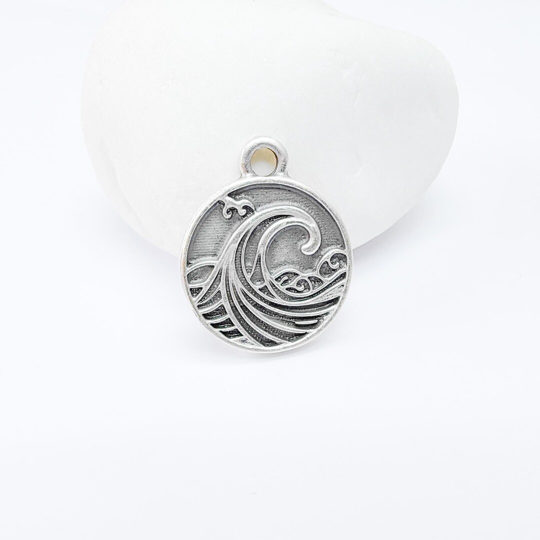 Ocean Wave Charm Pendant, Nautical Sea Life Charm, Beach Boho Earring ...