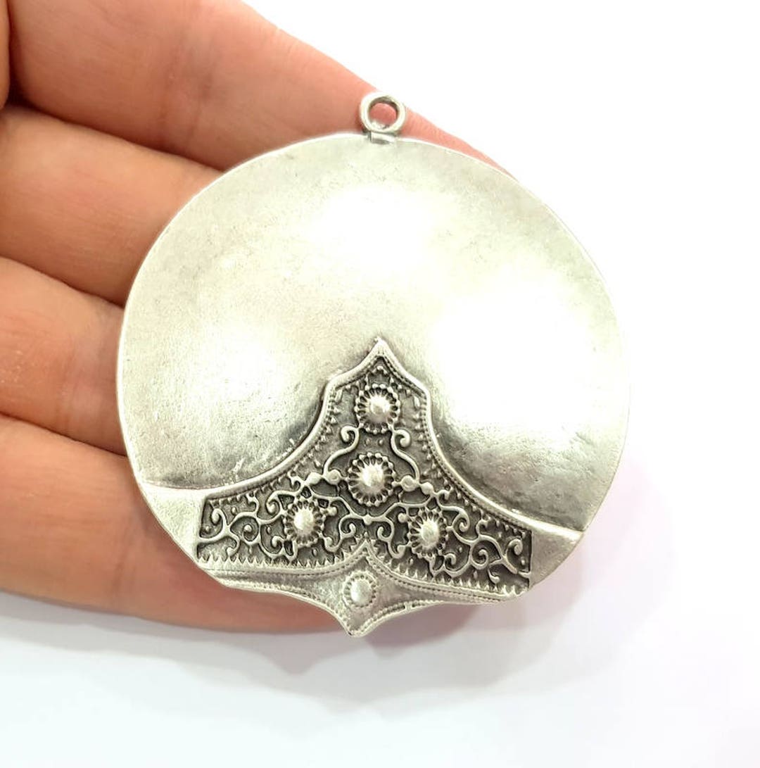 Silver Pendant Antique Silver Plated Metal (57mm) G17514 - Etsy
