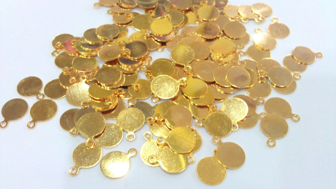 20 Gold Round Charms 24k Shiny Gold Charms 8 Mm G1161 - Etsy