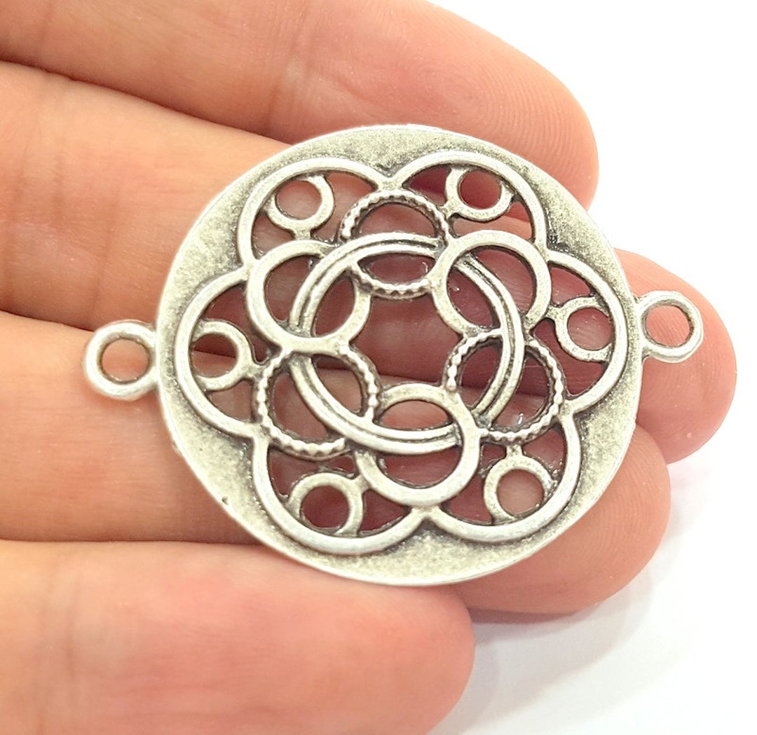 Antique Silver Plated Medallion Pendants (35mm) Antique Silver Plated ...