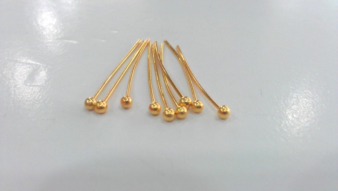 20 Pcs 35 Mm Gold Plated Brass Ball Pin Findings G13920 | Etsy