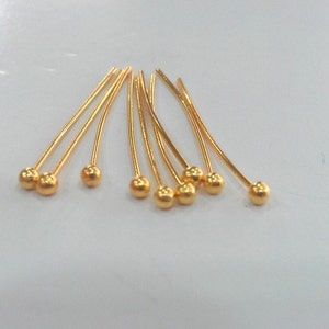 50 Pcs 25 Mm Gold Plated Brass Ball Pin ,findings G9964 - Etsy
